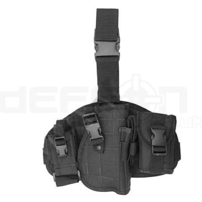 Modular Drop Leg Panel With Airsoft Pistol Holster (Black) - Defcon Airsoft