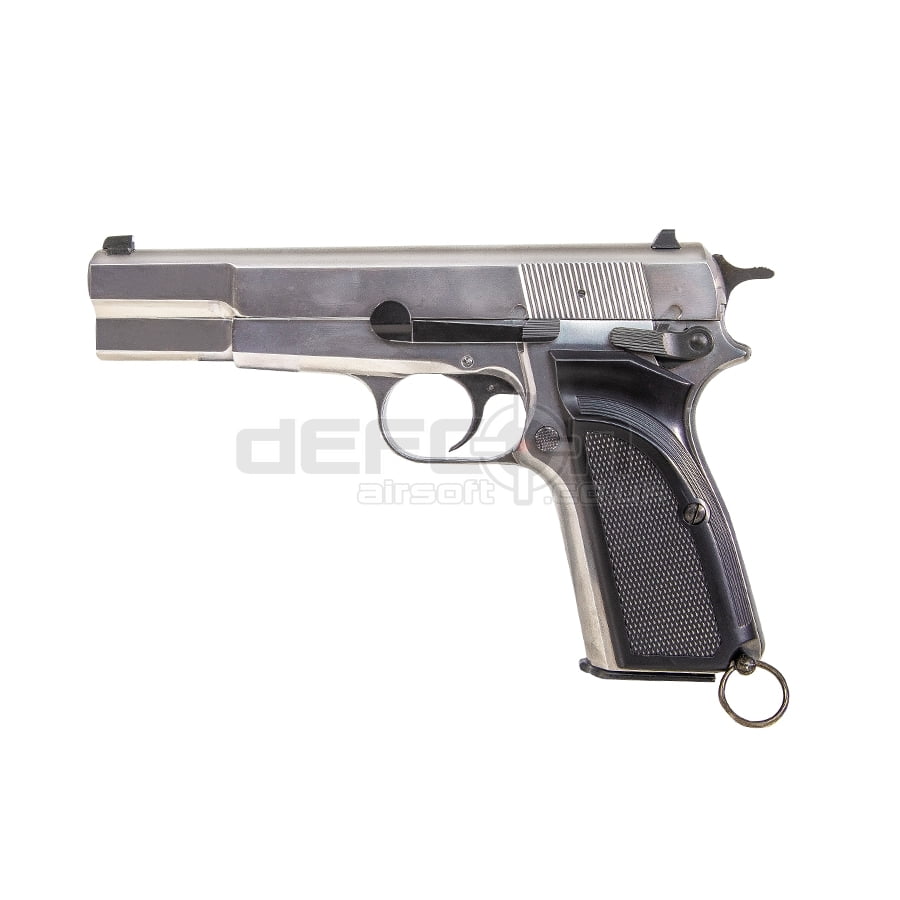 WE Hi-Power Browning MK3 Gas Blowback Pistol (Black) - DEFCON AIRSOFT