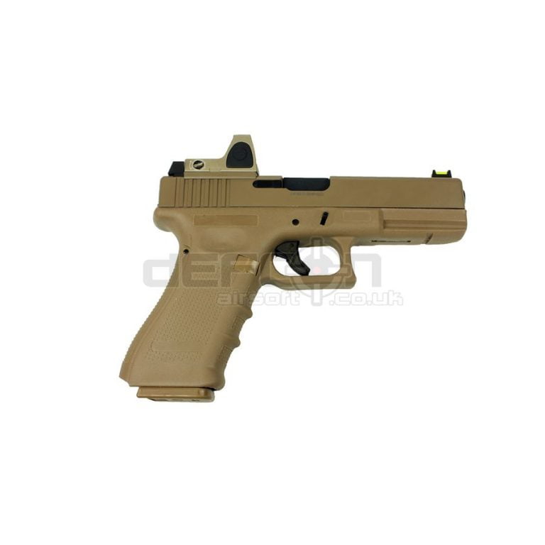 Raven EU17 Gas Blowback Pistol Complete Tan With Red Dot Site - Defcon ...