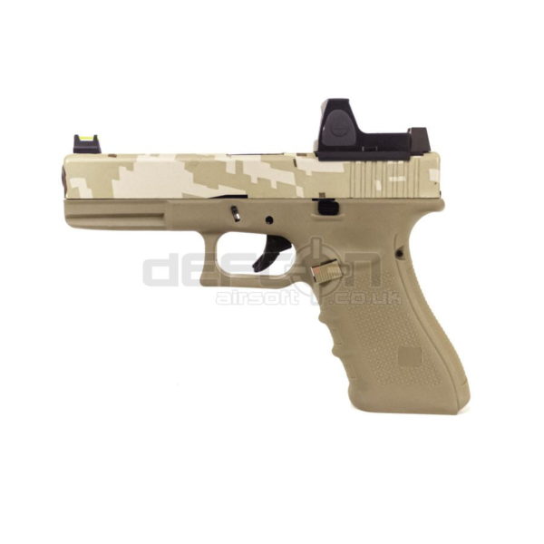 Raven EU17 Gas Blowback Pistol Tan/Digi Desert With Red Dot Site ...
