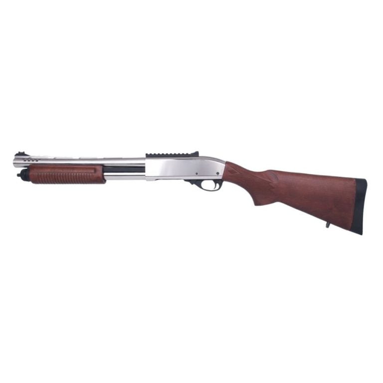 Golden Eagle M870 Tri-Shot Gas Pump Action Shotgun Silver And Real Wood ...