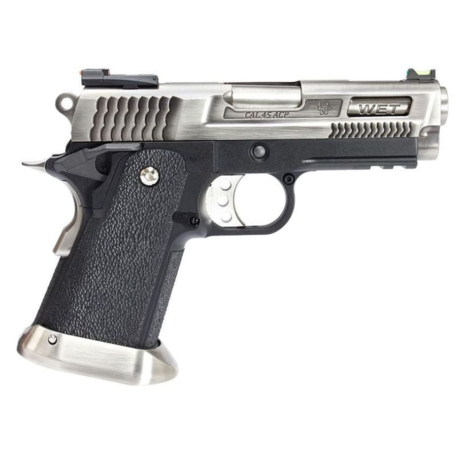 WE HI-CAPA 3.8 Bronrosaurus GBB Pistol Silver Silde - Defcon Airsoft