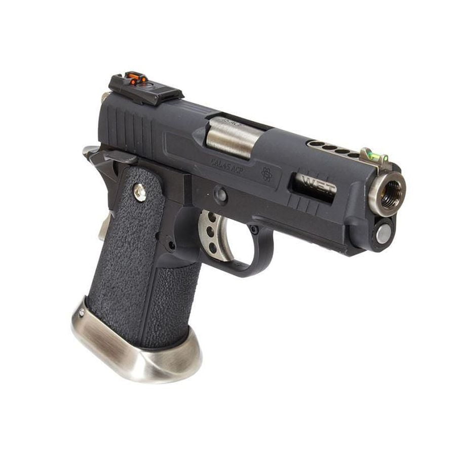WE HI-CAPA 3.8 Velociraptor GBB Pistol Black Silde - Defcon Airsoft