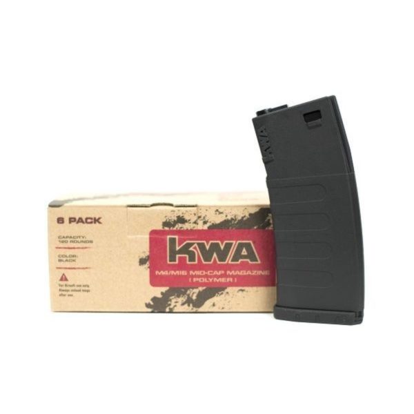 KWA Magazine K120 Mid-Cap 120 Round 6 Pack Black - Defcon Airsoft