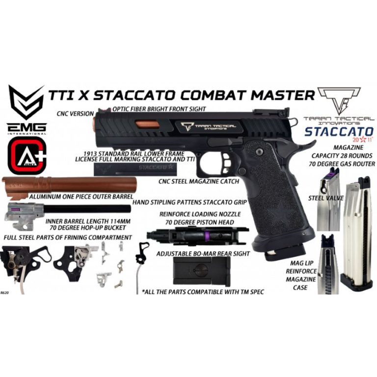 EMG X STACCATO X TTI Licensed JW3 2011 Combat Master Airsoft Pistol ...